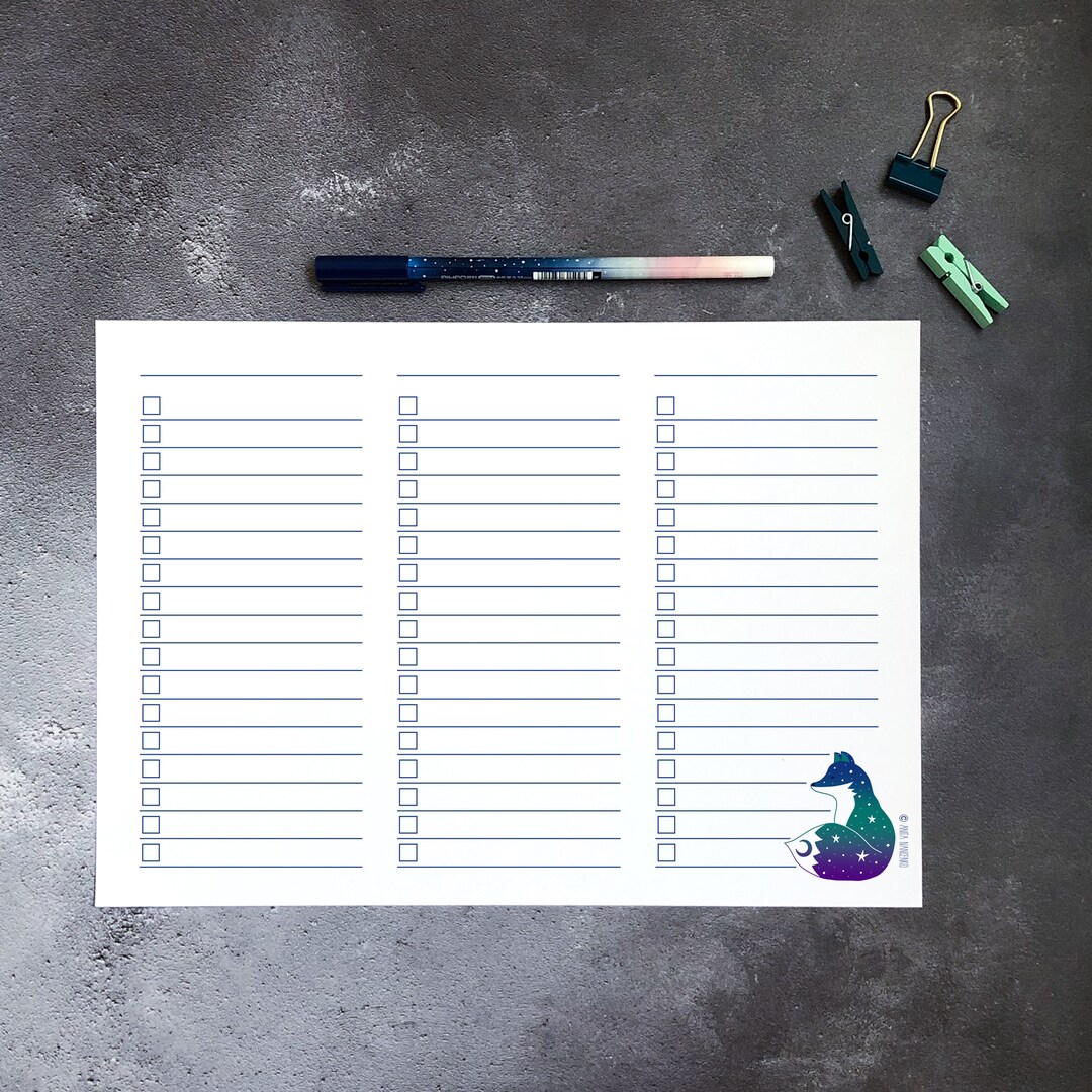Printable to Do List Page, Fox Checklist Page, Downloadable A4 Fox ...
