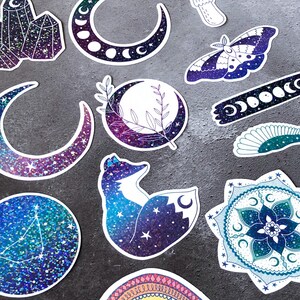 Moon Crescent Vinyl Sticker, Holographic Sticker, White Vinyl Sticker ...