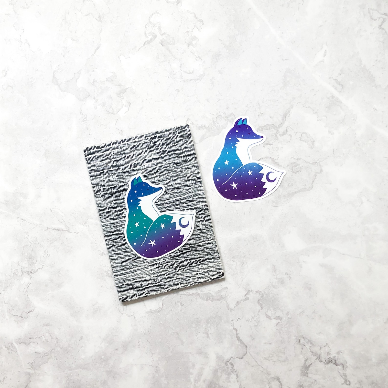 Cosmic Fox Vinyl Sticker, Space Fox Clear Sticker, Ombre Arctic Fox ...