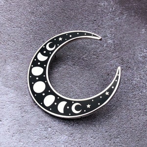Celestial Moon Enamel Pin, Moon Phase Crescent Pin Badge, Witchy Moon ...
