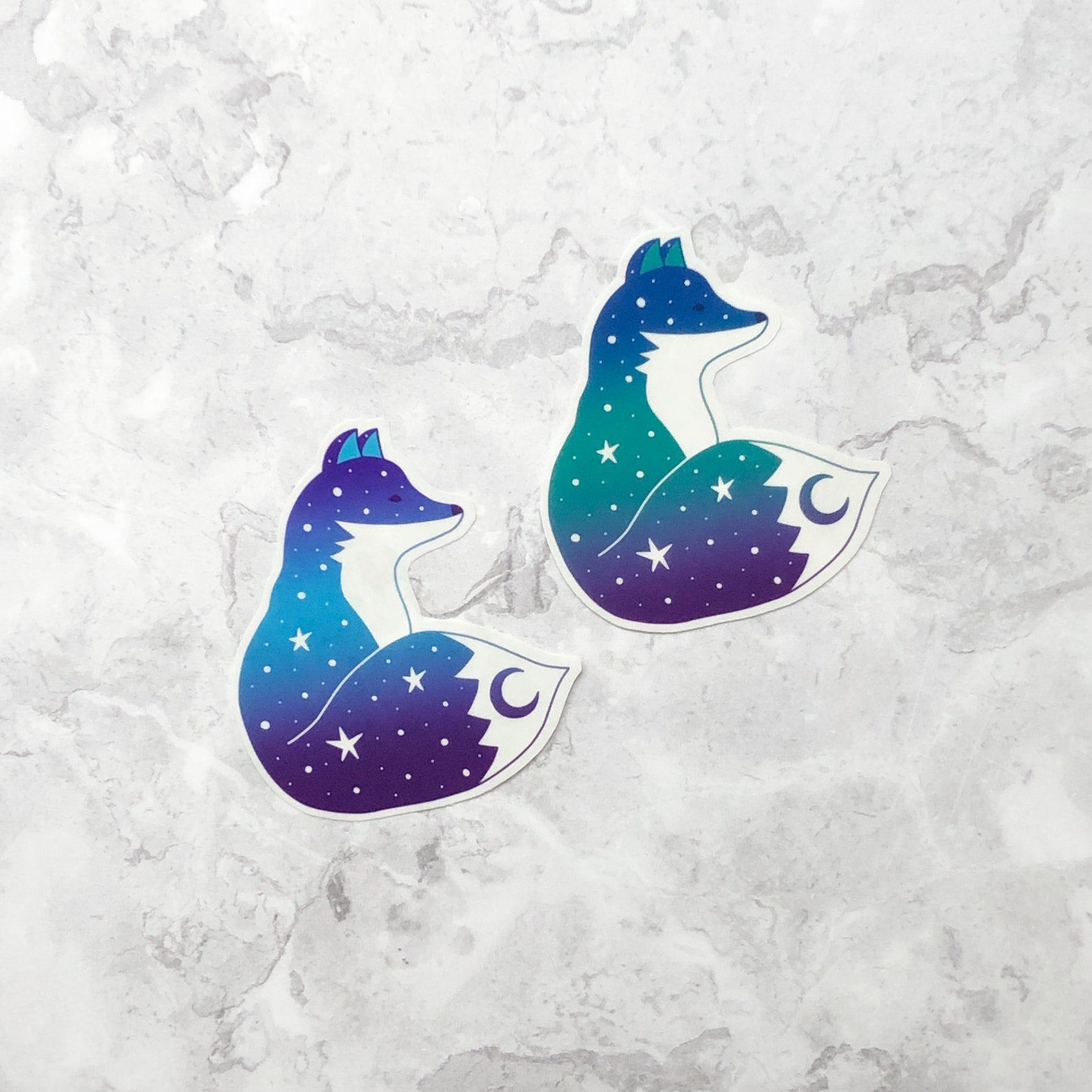 Cosmic Fox Vinyl Sticker, Space Fox Clear Sticker, Ombre Arctic Fox ...