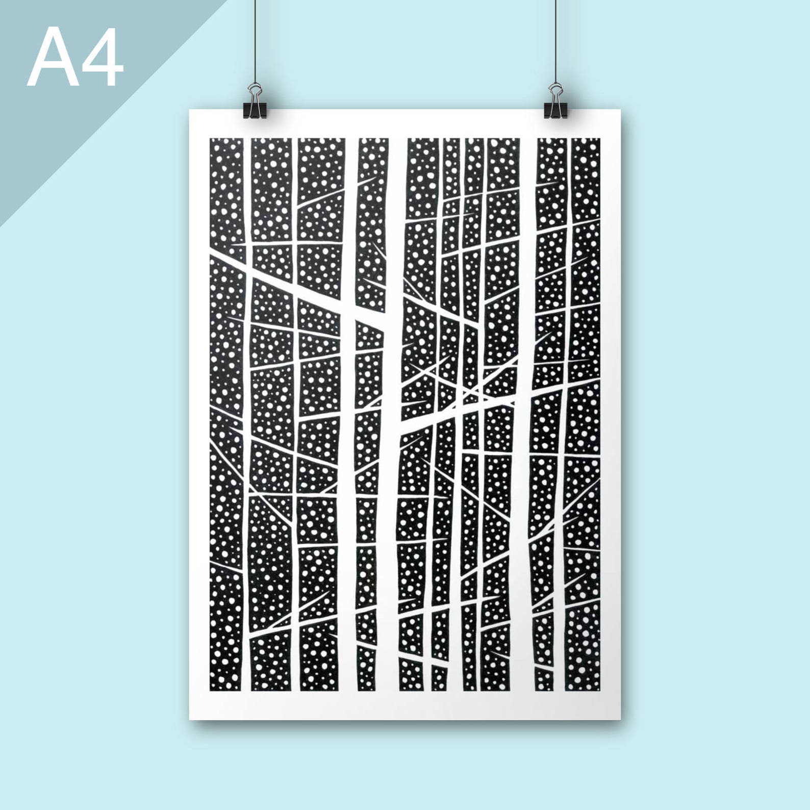 Night Forest A4 Print Forest Poster Print Illustration Art - Etsy