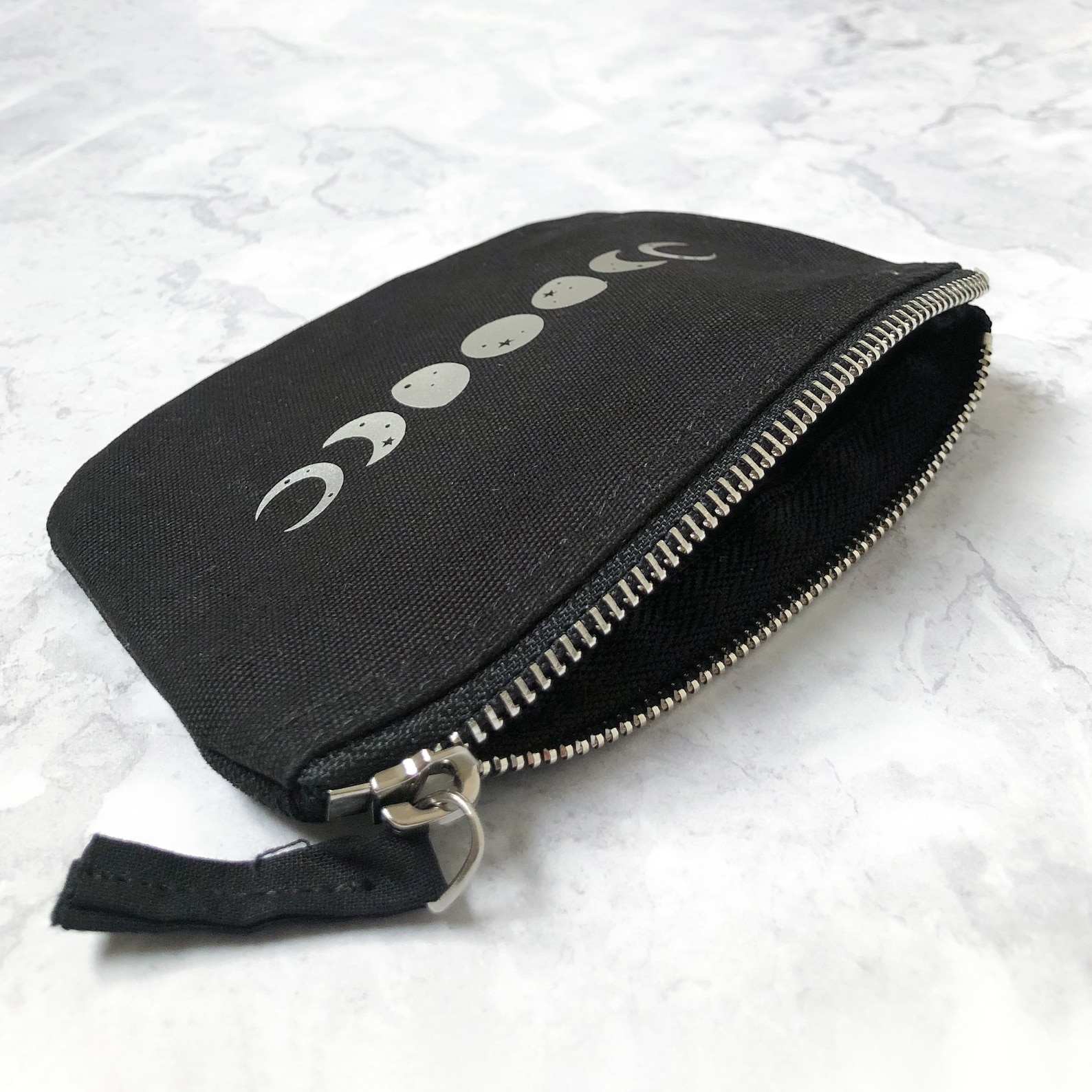 Lilac Moon Phases Zip Pouch Black Zip Bag With Purple Moons - Etsy