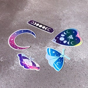 Set of 5 Holographic Laptop Stickers, Small Holographic Vinyl Stickers ...