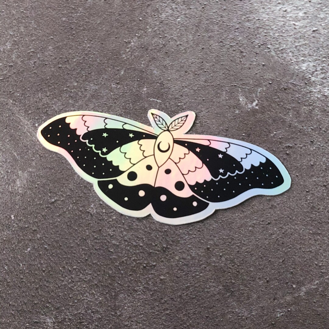 Holographic Emperor Moth Vinyl Sticker, Glossy Sticker, Holographic ...