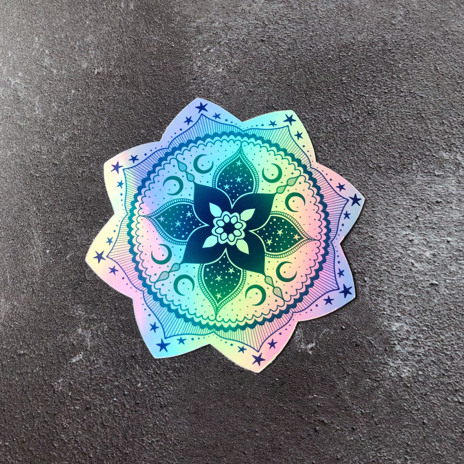 Holographic Mandala Vinyl Sticker Celestial Mandala Sticker - Etsy