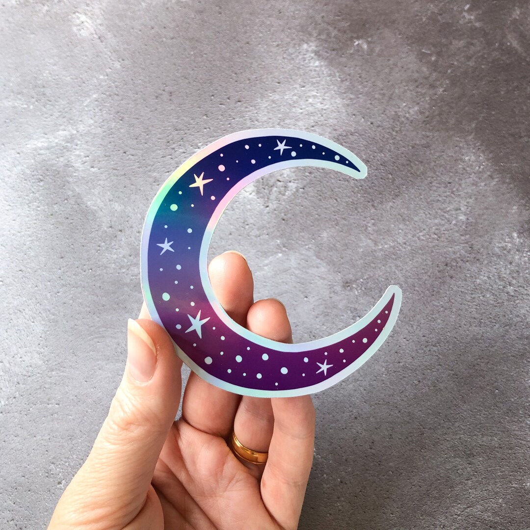 Holographic Moon Laptop Sticker Large Holo Vinyl Sticker - Etsy Sweden