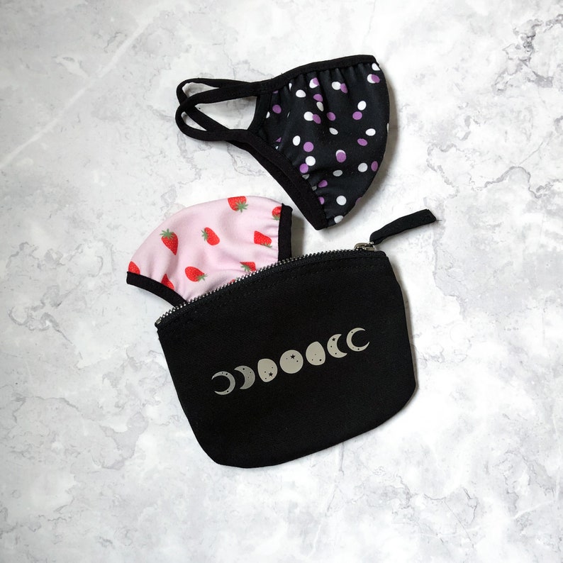 Lilac Moon Phases Zip Pouch Black Zip Bag With Purple Moons - Etsy