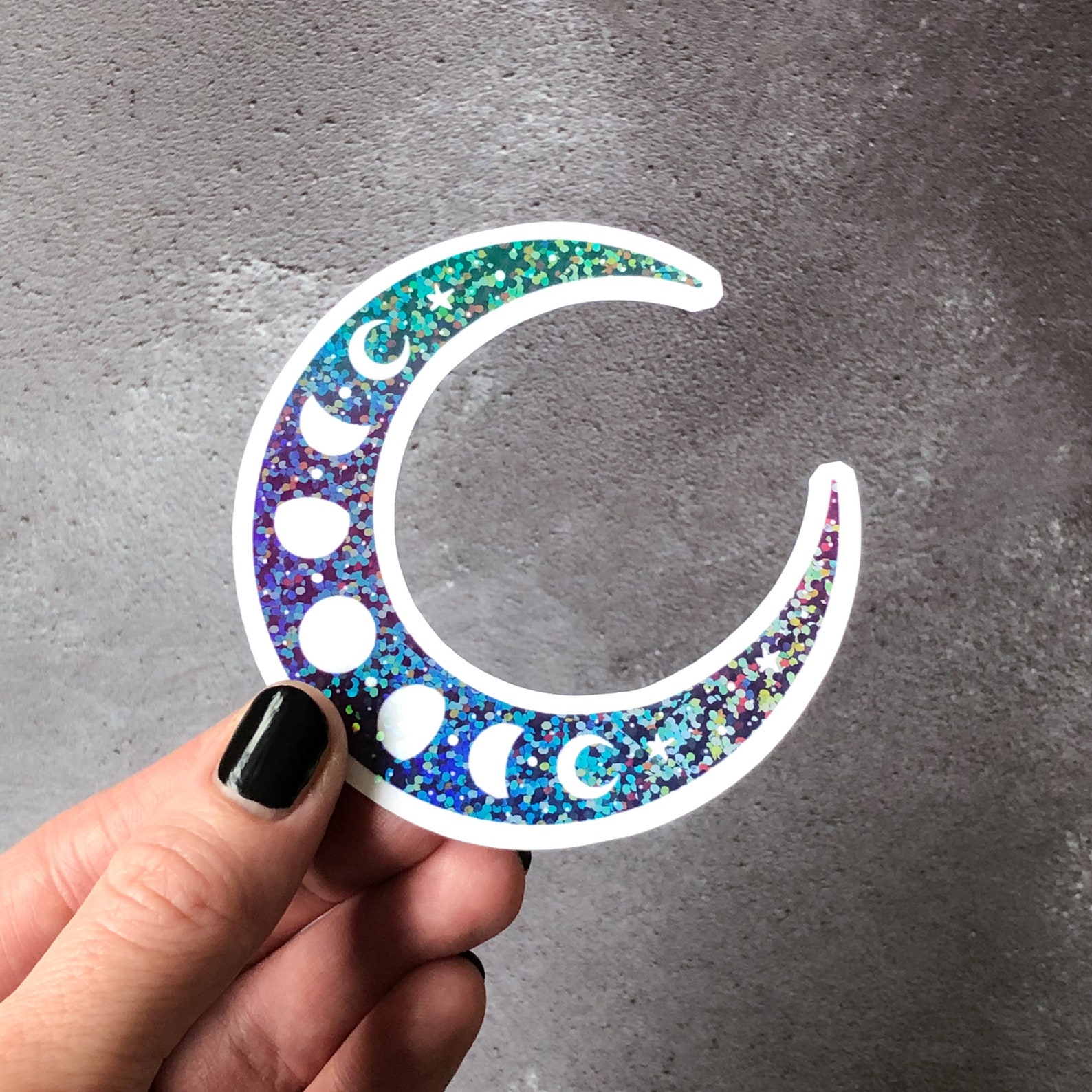 Moon Crescent Vinyl Sticker Holographic Sticker White Vinyl - Etsy