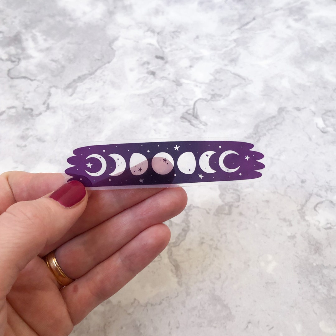 Moon Phases Vinyl Sticker, Clear Sticker, Glossy Vinyl Sticker, Ombre ...