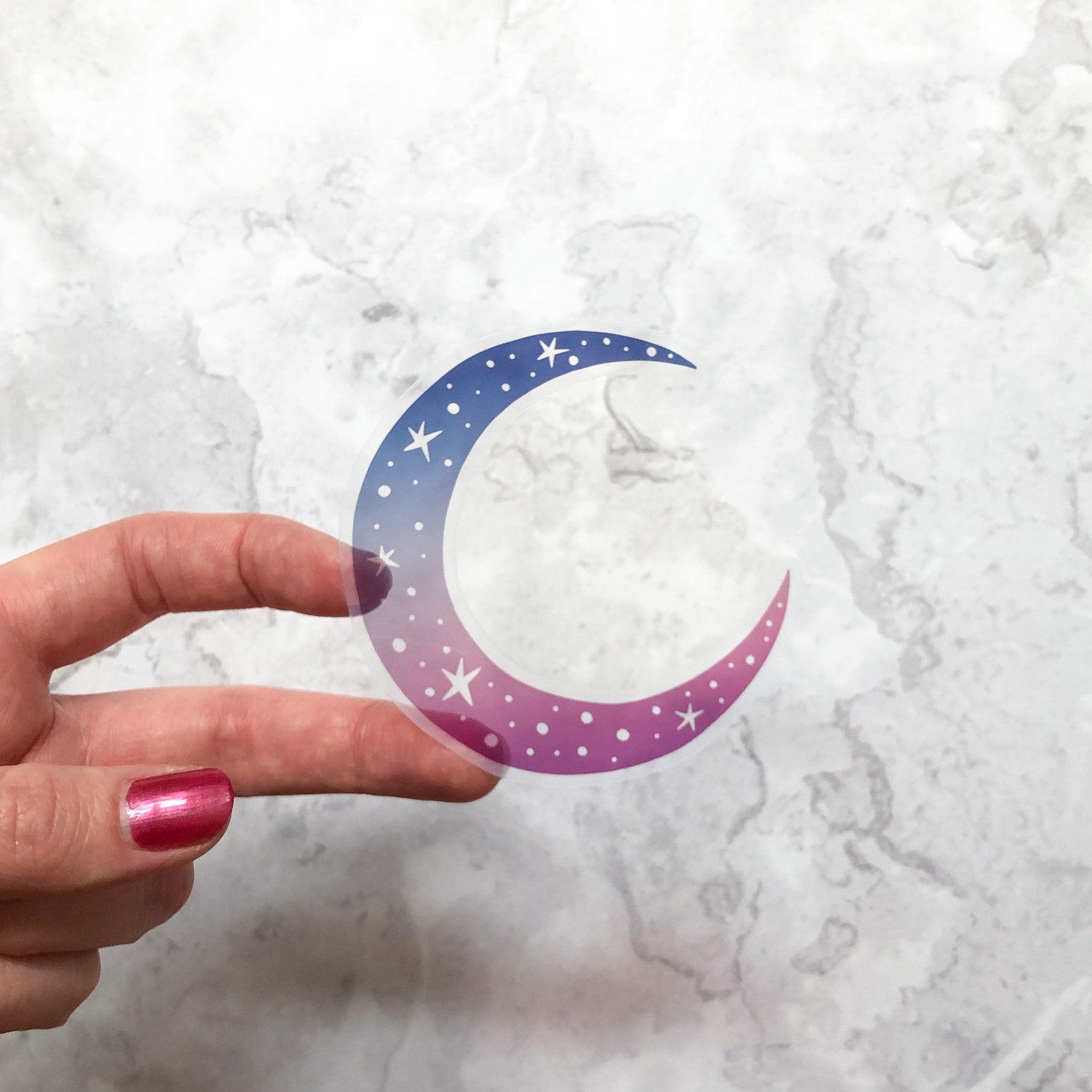 Celestial Moon Vinyl Sticker Crescent Moon Sticker Clear | Etsy