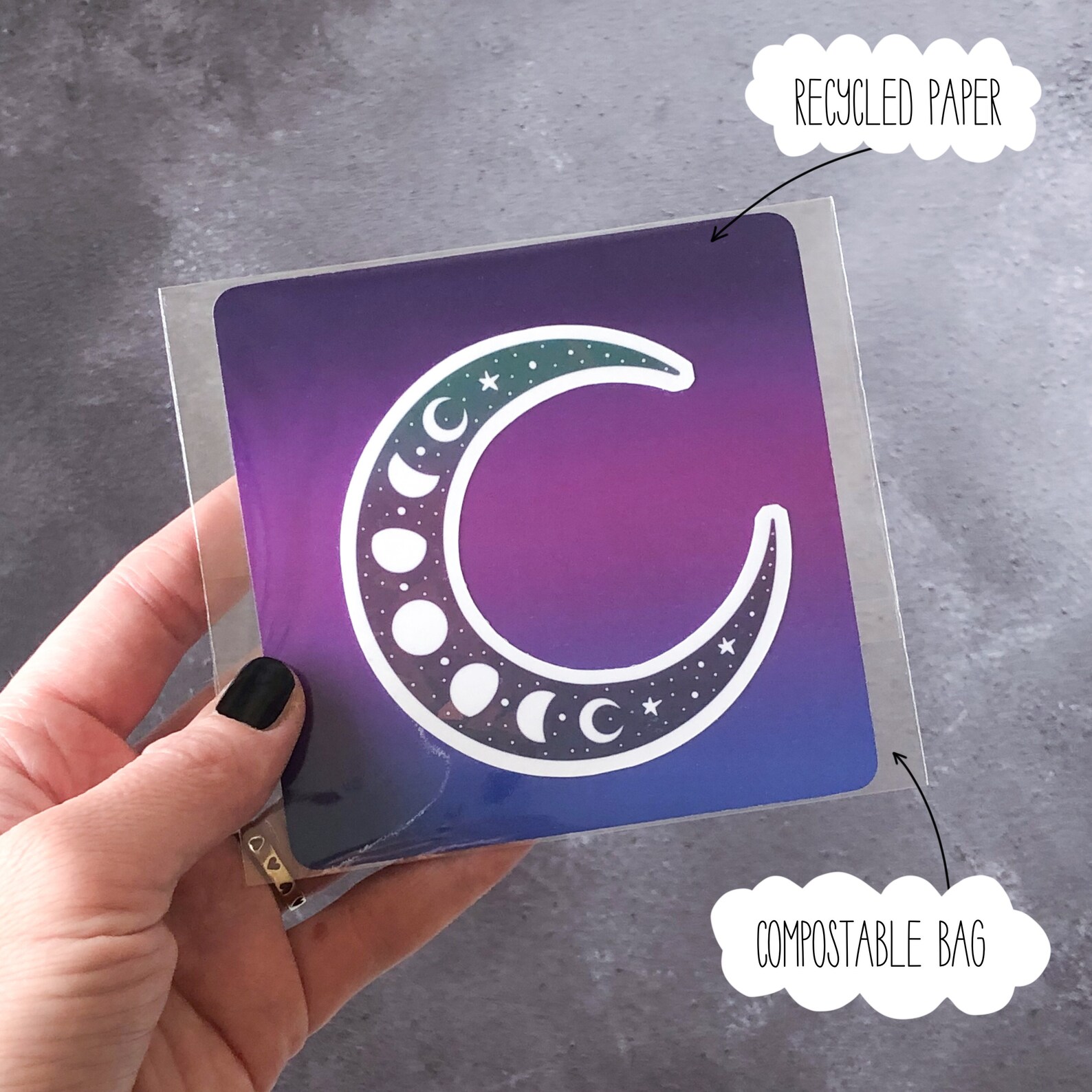 Moon Crescent Vinyl Sticker Holographic Sticker White Vinyl - Etsy