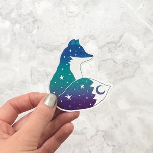Cosmic Fox Vinyl Sticker, Space Fox Clear Sticker, Ombre Arctic Fox ...