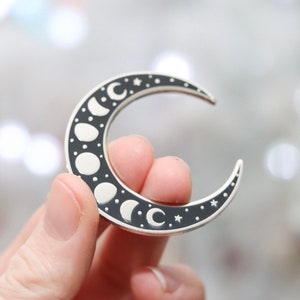 Celestial Moon Enamel Pin, Moon Phase Crescent Pin Badge, Witchy Moon ...