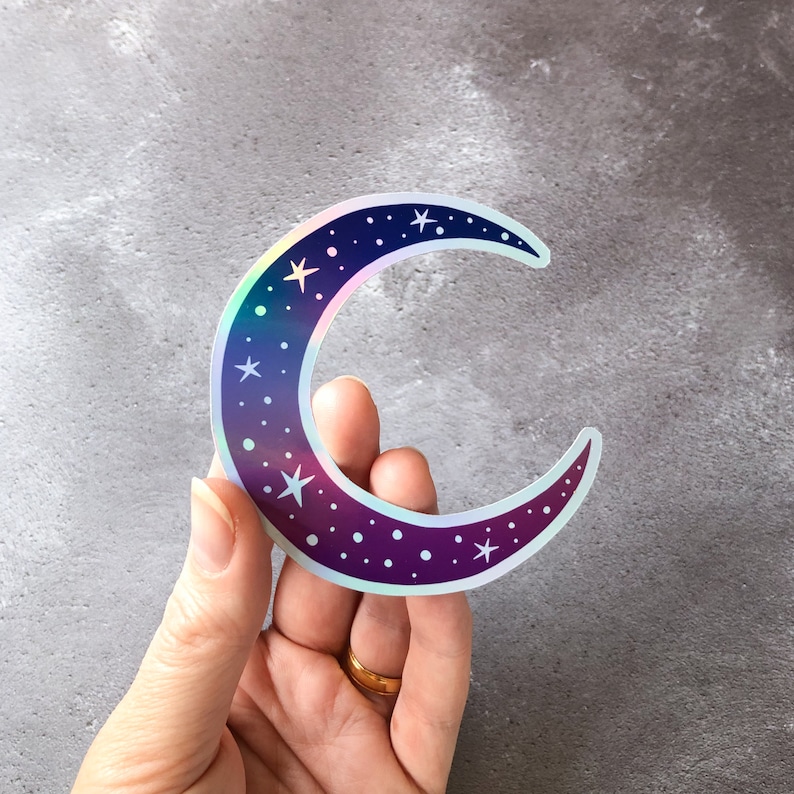 Celestial Moon Vinyl Sticker Crescent Moon Sticker Clear | Etsy