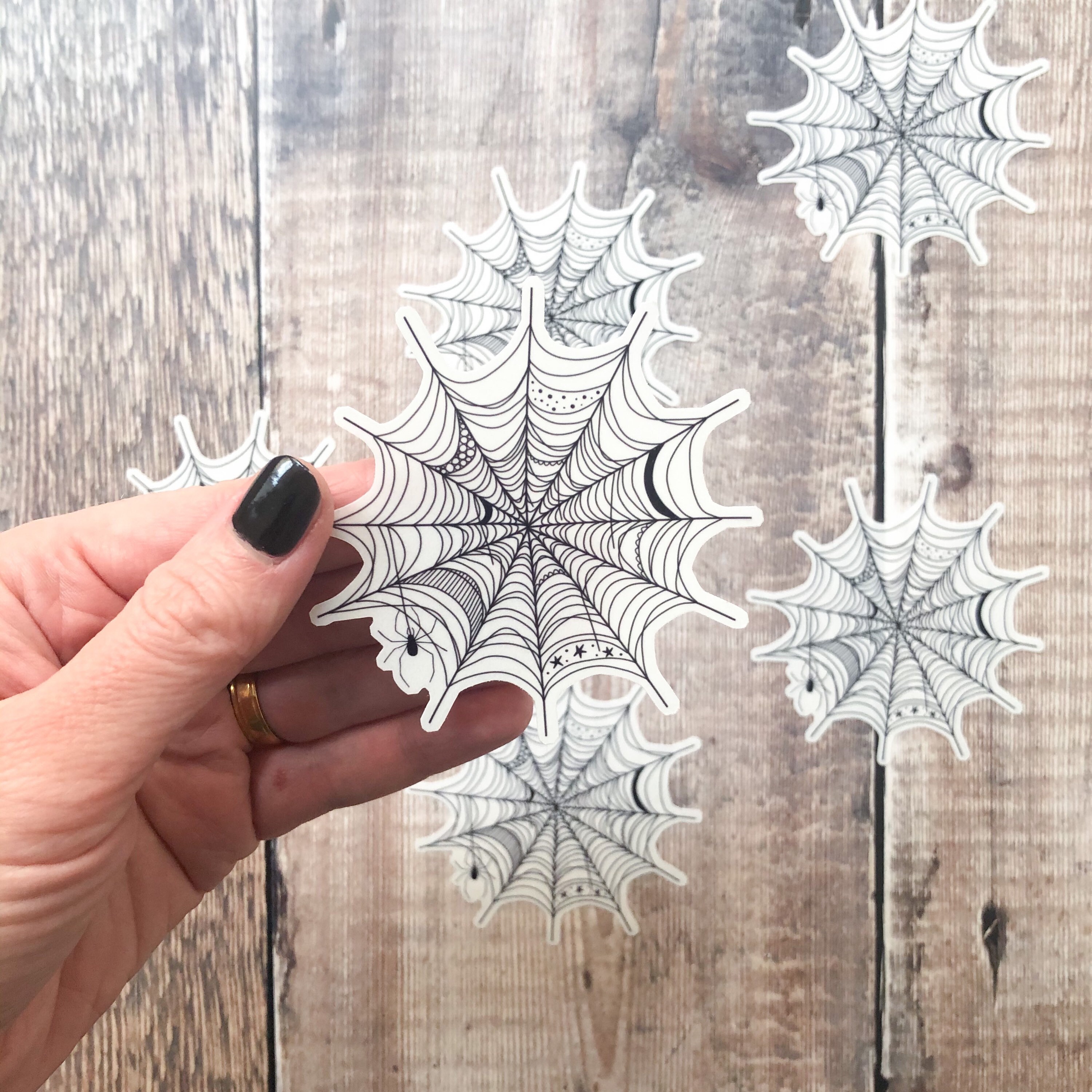 Clear Spider Web Sticker, Cobweb Halloween Sticker, Holographic Spider ...