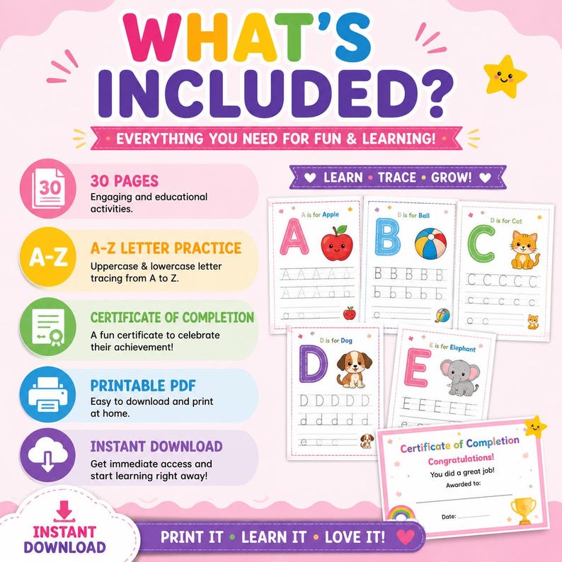 Alphabet Tracing Workbook for Preschool & Kindergarten | A-Z Letter ...