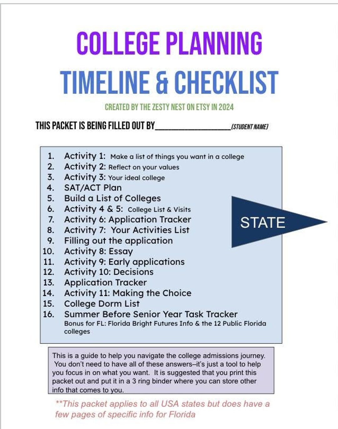 College Planning Timeline & Checklist- 22 Pages - Etsy