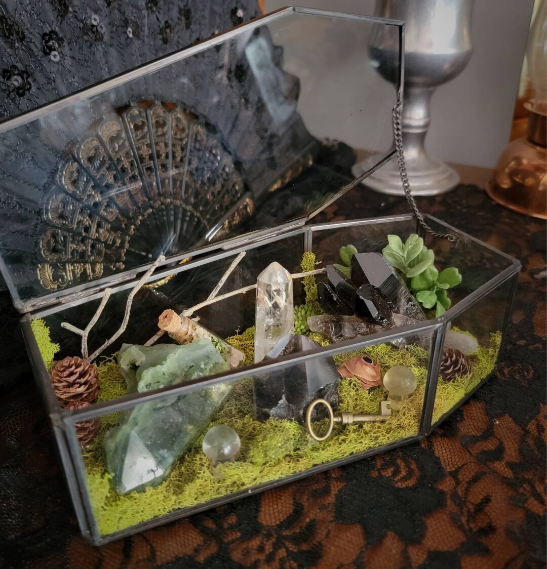 Coffin Crystal Garden Crystal Terrarium Casket Box Terrarium Glass ...