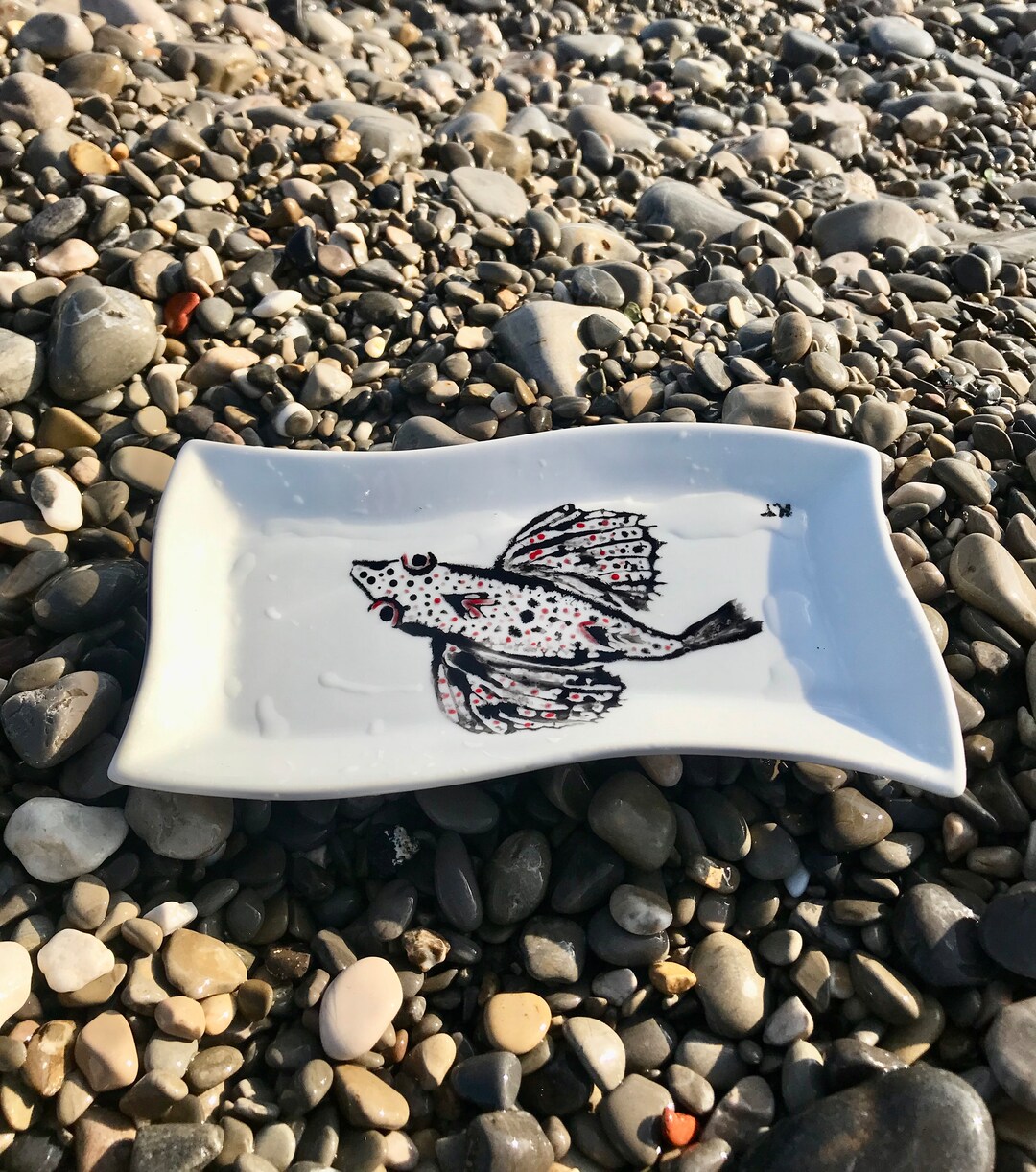 Plate in Porcelain Chinese Fish Design Hand Painted Made in - Etsy