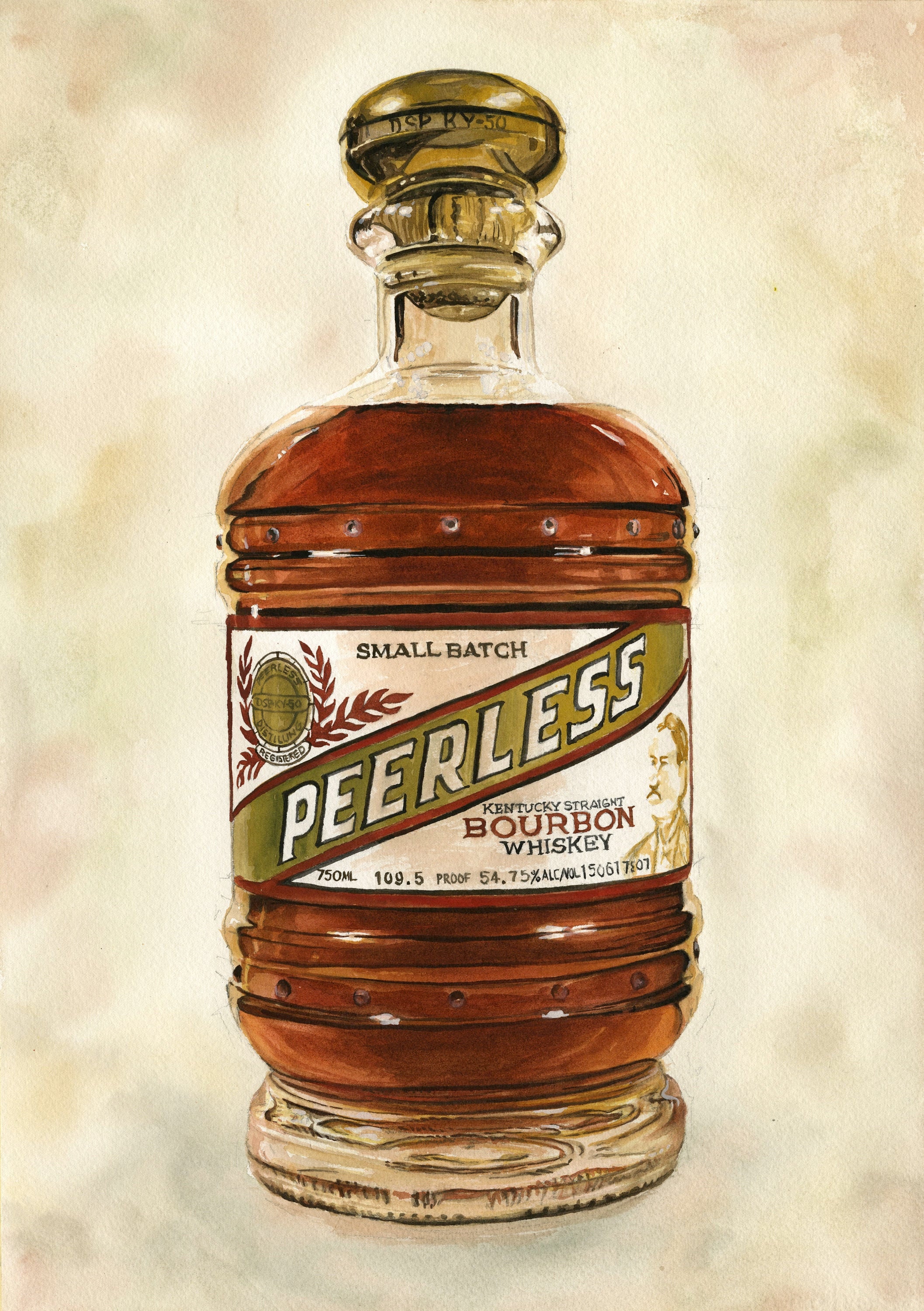 Artist-signed Print "peerless Bourbon" by Watercolorist/fine Artist ...