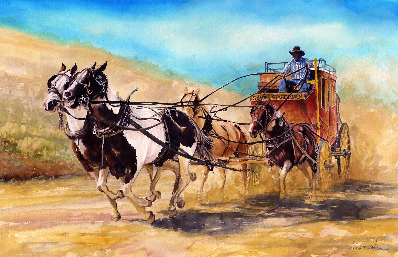 Artist-signed Print of "stagecoach" by Watercolorist/fine Artist: Mark ...
