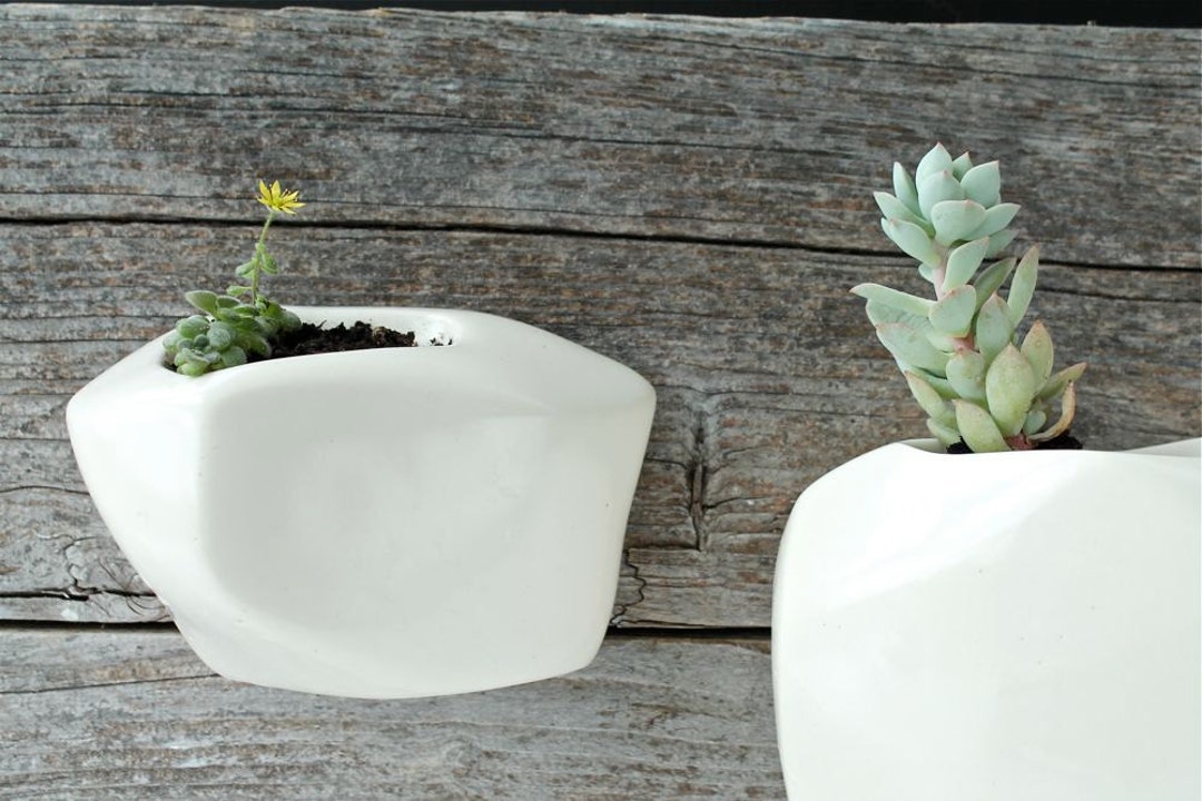 Angled White Wall-hanging Planter - Etsy