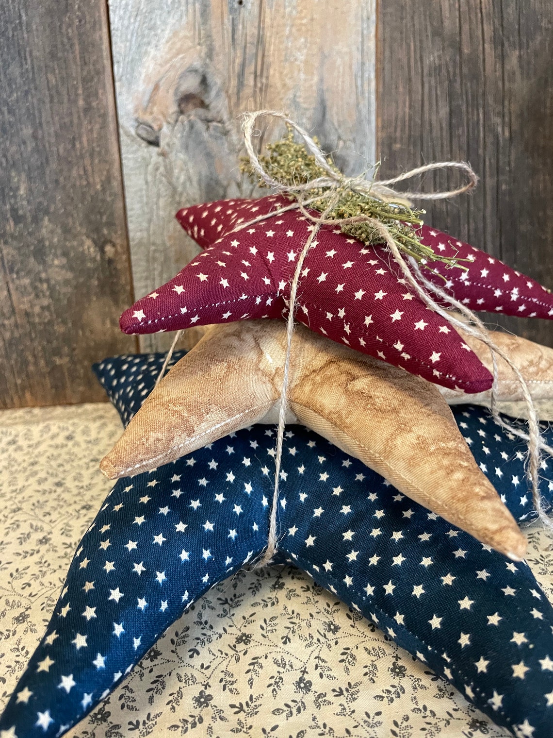 Primitive Stacked Fabric Stars Patriotic Americana Decor | Etsy