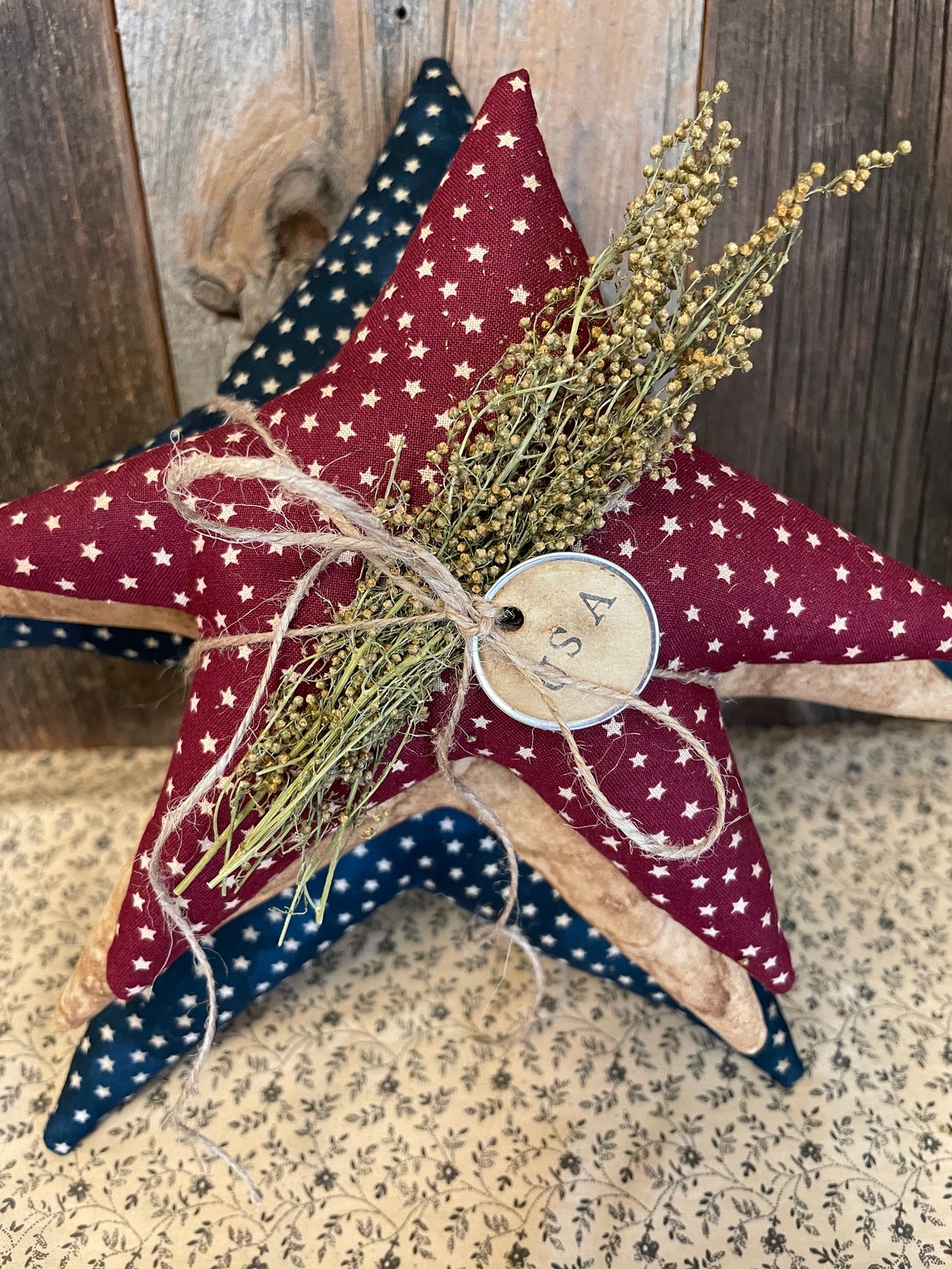 Primitive Stacked Fabric Stars Patriotic Americana Decor | Etsy