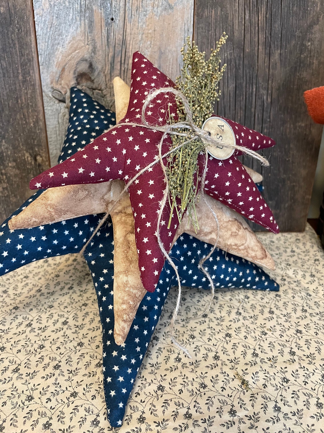 Primitive Stacked Fabric Stars Patriotic Americana Decor | Etsy