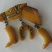 Bakelite Horse Boots Horseshoe Gold Dangle Yellow Carved Brooch Pin ...