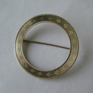 Circle 14k Yellow Gold Pin Solid Brooch Vintage Karat KT Round - Etsy