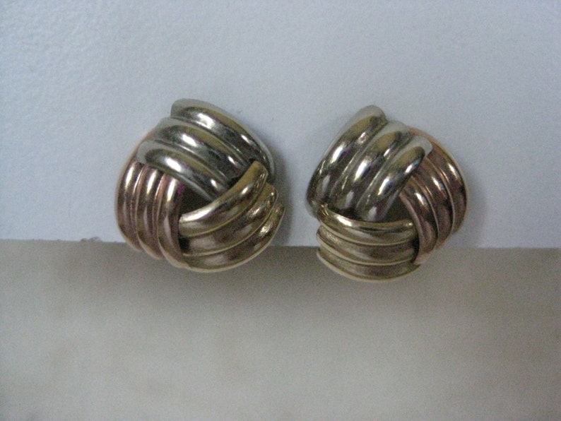 14K Tri Color Post Yellow White Rose Gold Earrings Vintage Milor Karat ...
