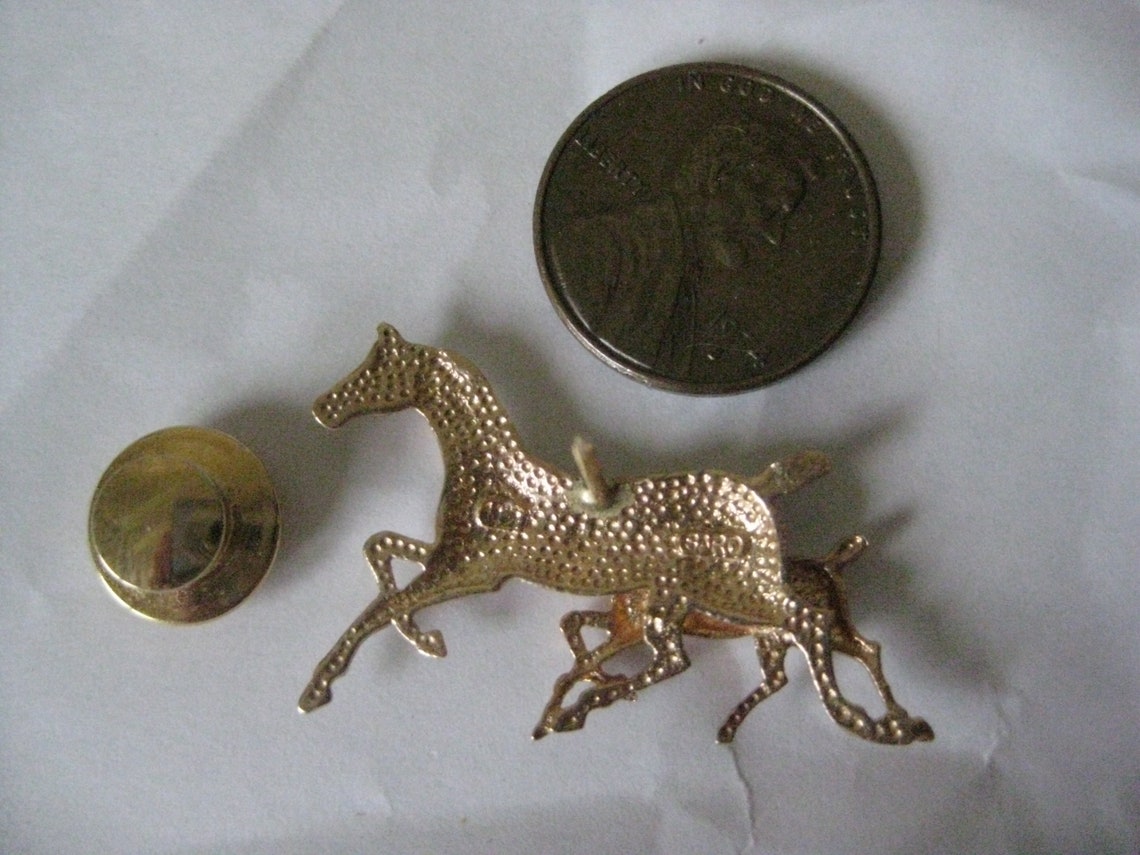 Horse 14K Solid Yellow Gold Tie Tack Lapel Pin Vintage Karat | Etsy