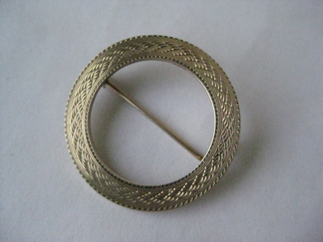 Circle 14k Yellow Gold Pin Solid Brooch Vintage Karat KT Round O - Etsy