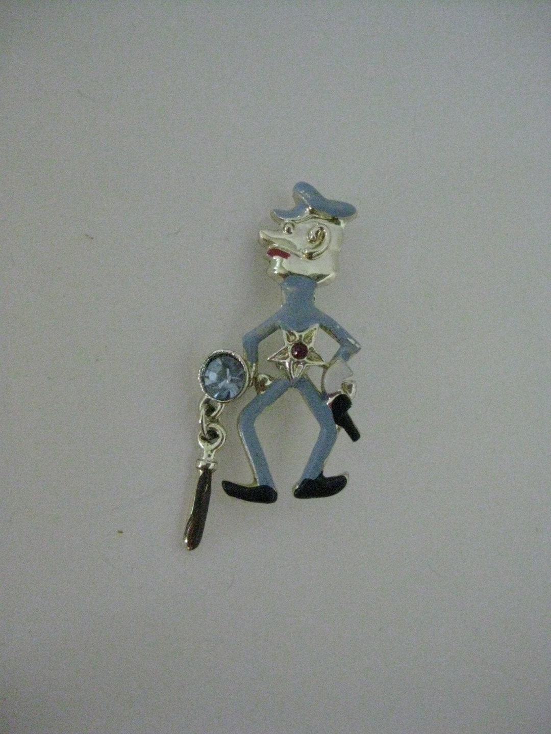 Police Man Cop Blue Dangle Club Brooch Pin Vintage Silver - Etsy
