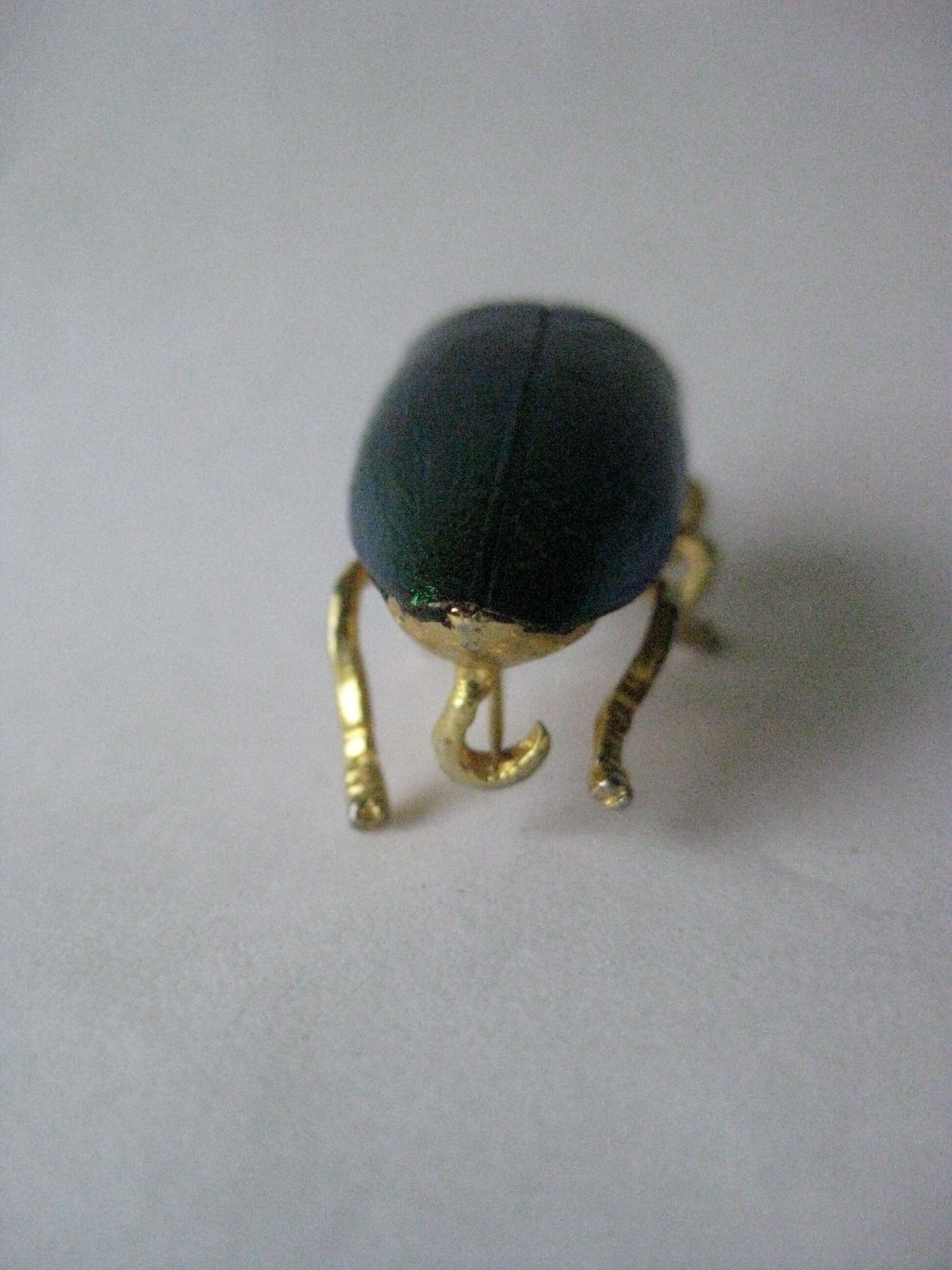 Real Beetle Green Iridescent Rhinestone Clear Red Brooch Pin Gold ...