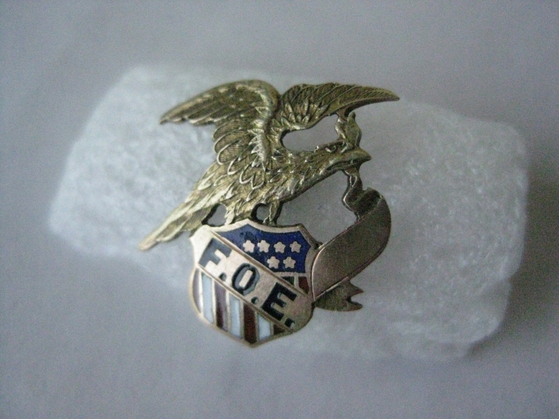 F.O.E Eagles Shield 14k Yellow Gold Lapel Pin Solid Tack Screw | Etsy