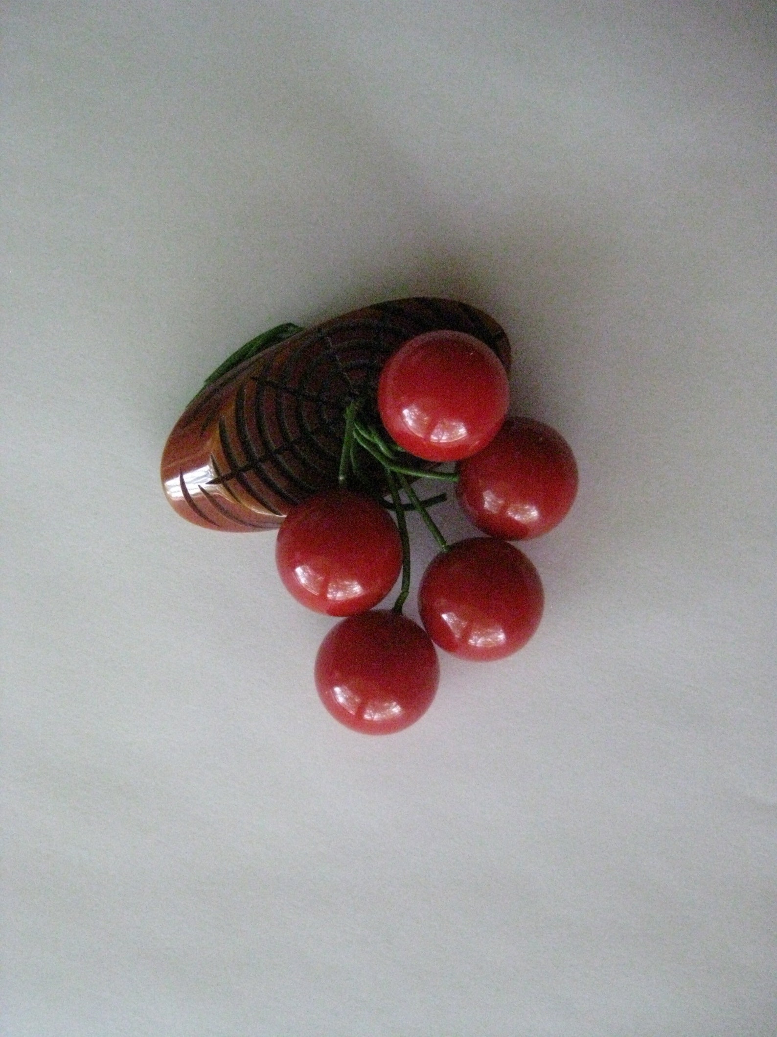 Bakelite Red Cherry 5 Dangle Brown Branch Brooch Pin Vintage - Etsy