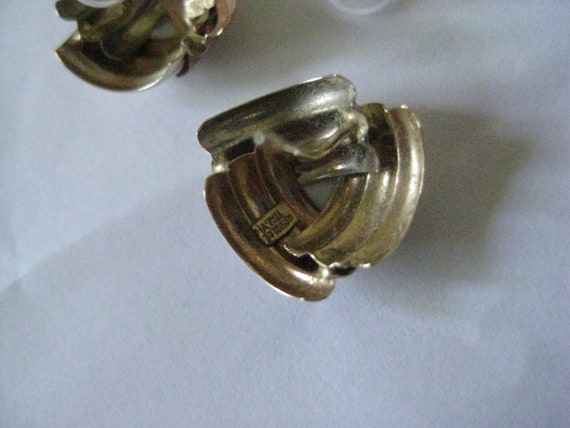 14K Tri Color Post Yellow White Rose Gold Earrings Vi… - Gem