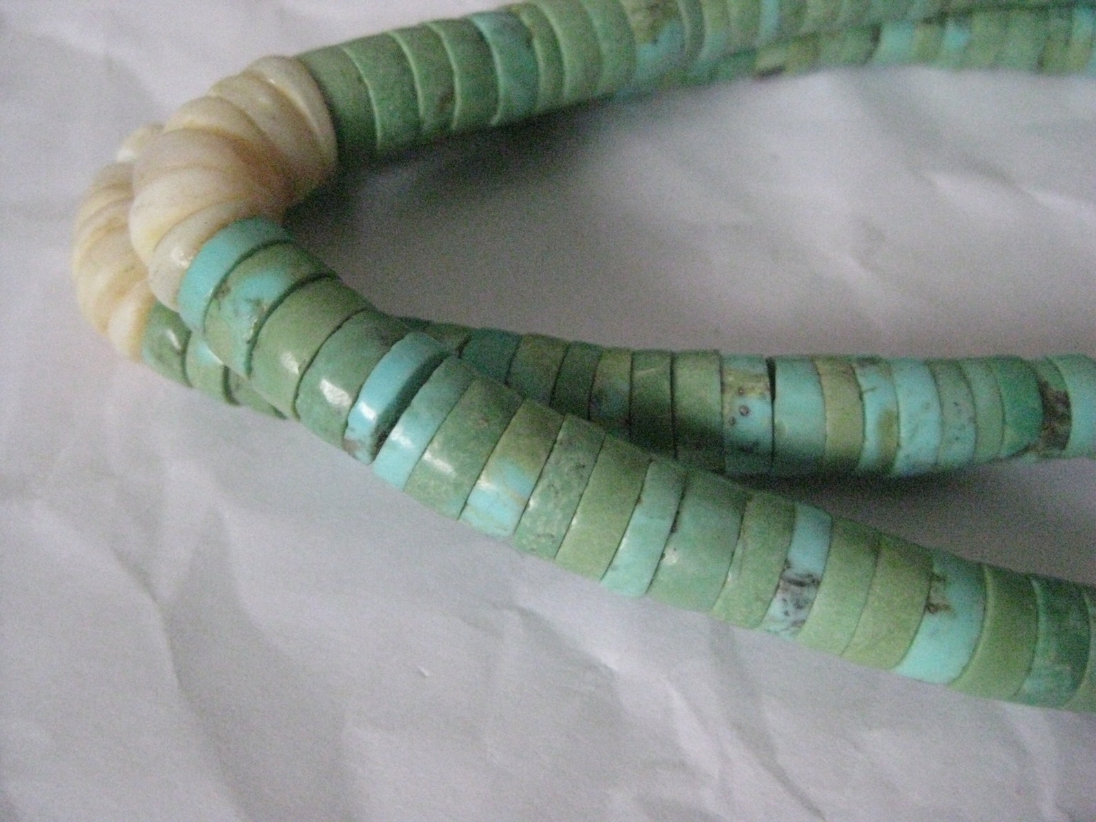 Turquoise Stone & Bone Heishe 2 Strand Sterling Native - Etsy