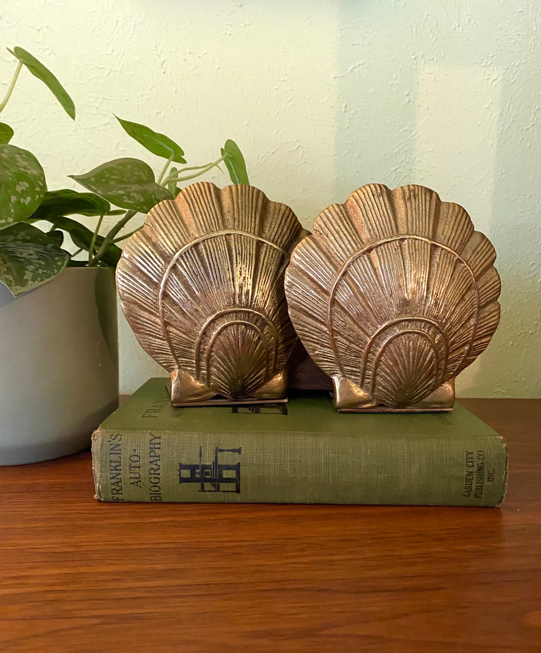 Vintage Brass Shell Book Ends - Etsy