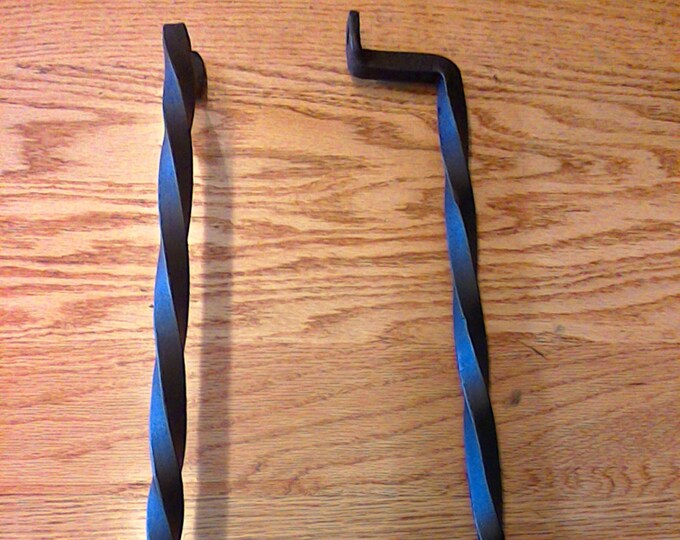 Set of 2 Large Twisted Hand Forged Handles or Door Pulls | Etsy