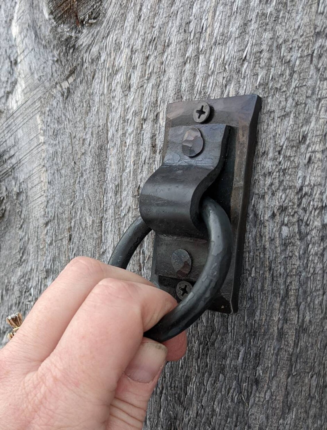 Single Small Braised Round Ring Hand Forged Handle Door Pull - Etsy