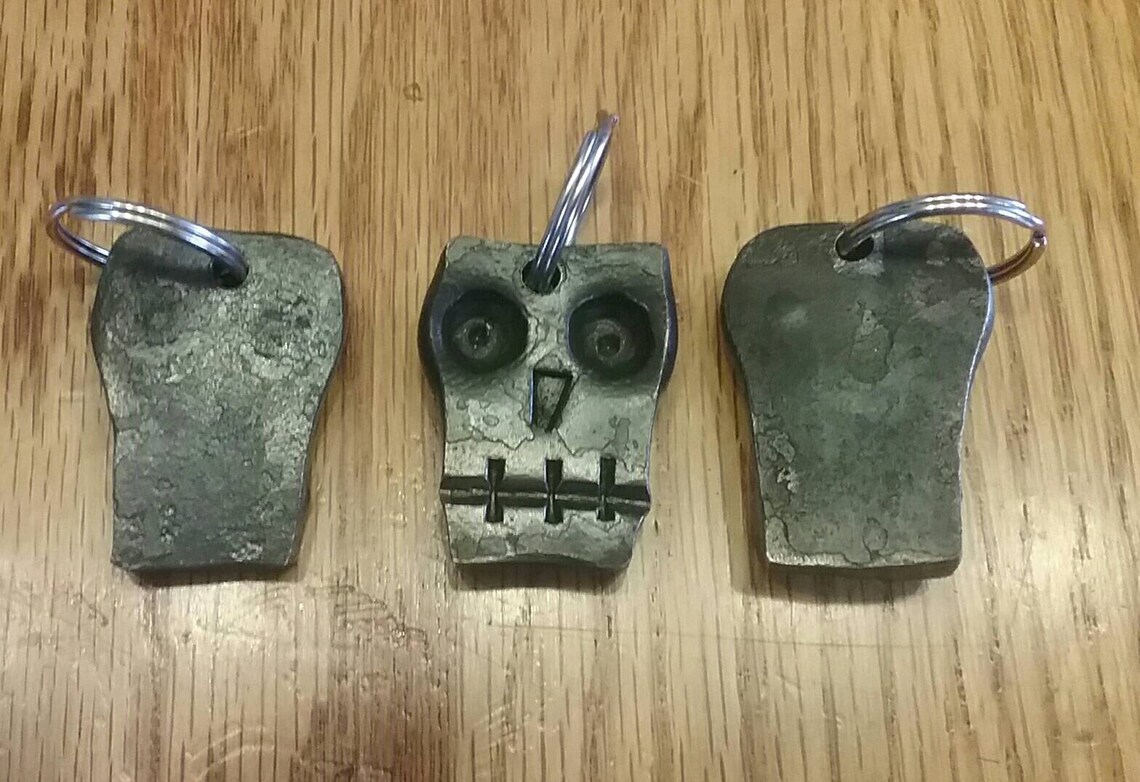 Hand Forged Steel Skull Keychain Blacksmith Made. Great Gift - Etsy