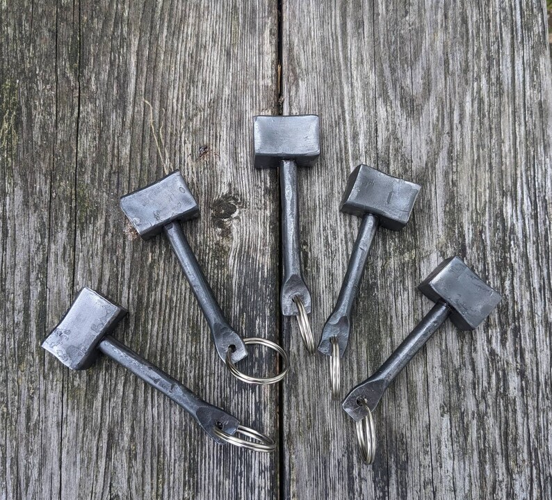 Hand Forged Steel Thor's Hammer Keychain, Blacksmith Made - Etsy