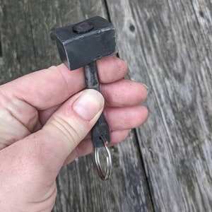 Hand Forged Steel Thor's Hammer Keychain, Blacksmith Made - Etsy