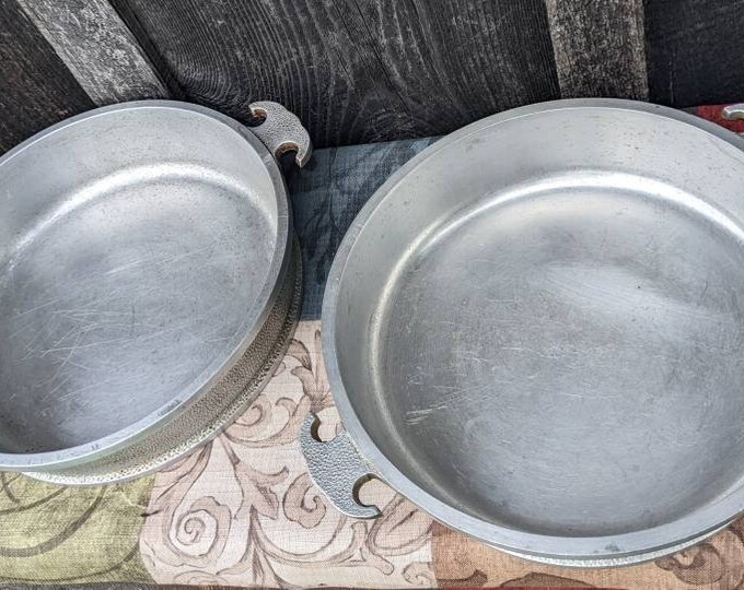 Cast Aluminum 9.5" Round Serving Trays Guardian Ware Hammer Finish Set ...