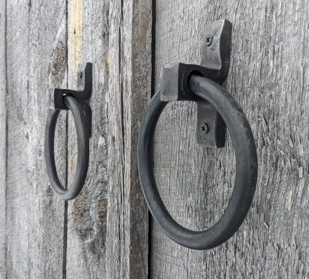 Large 5" Diameter Hand Forged Round Ring Handles - Etsy
