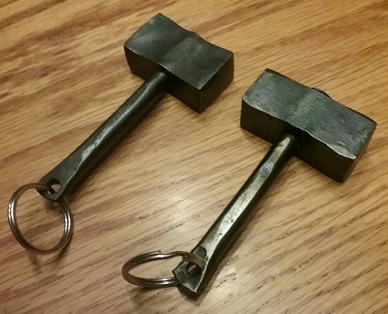 Hand Forged Steel Thor's Hammer Keychain, Blacksmith Made - Etsy